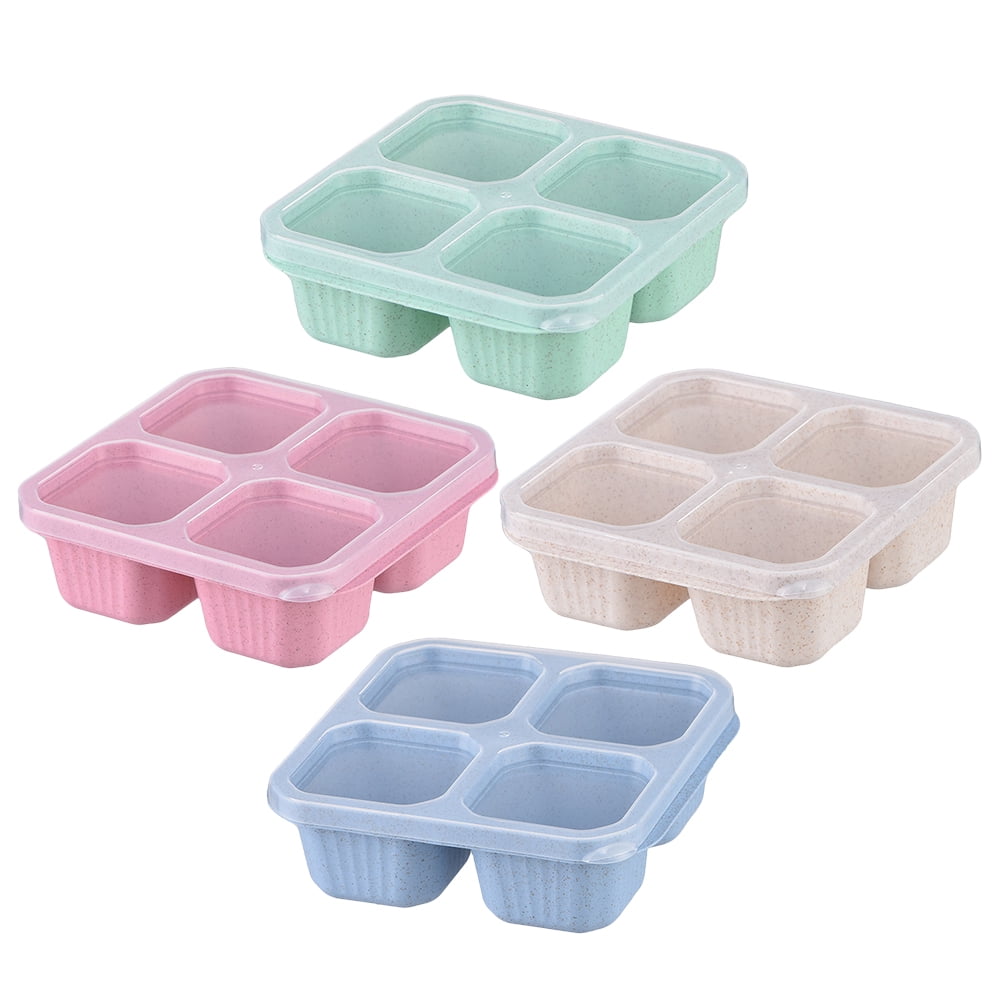 4 Pcs Four-compartment Platter Fruit Snack Packaging Lunch Box ...