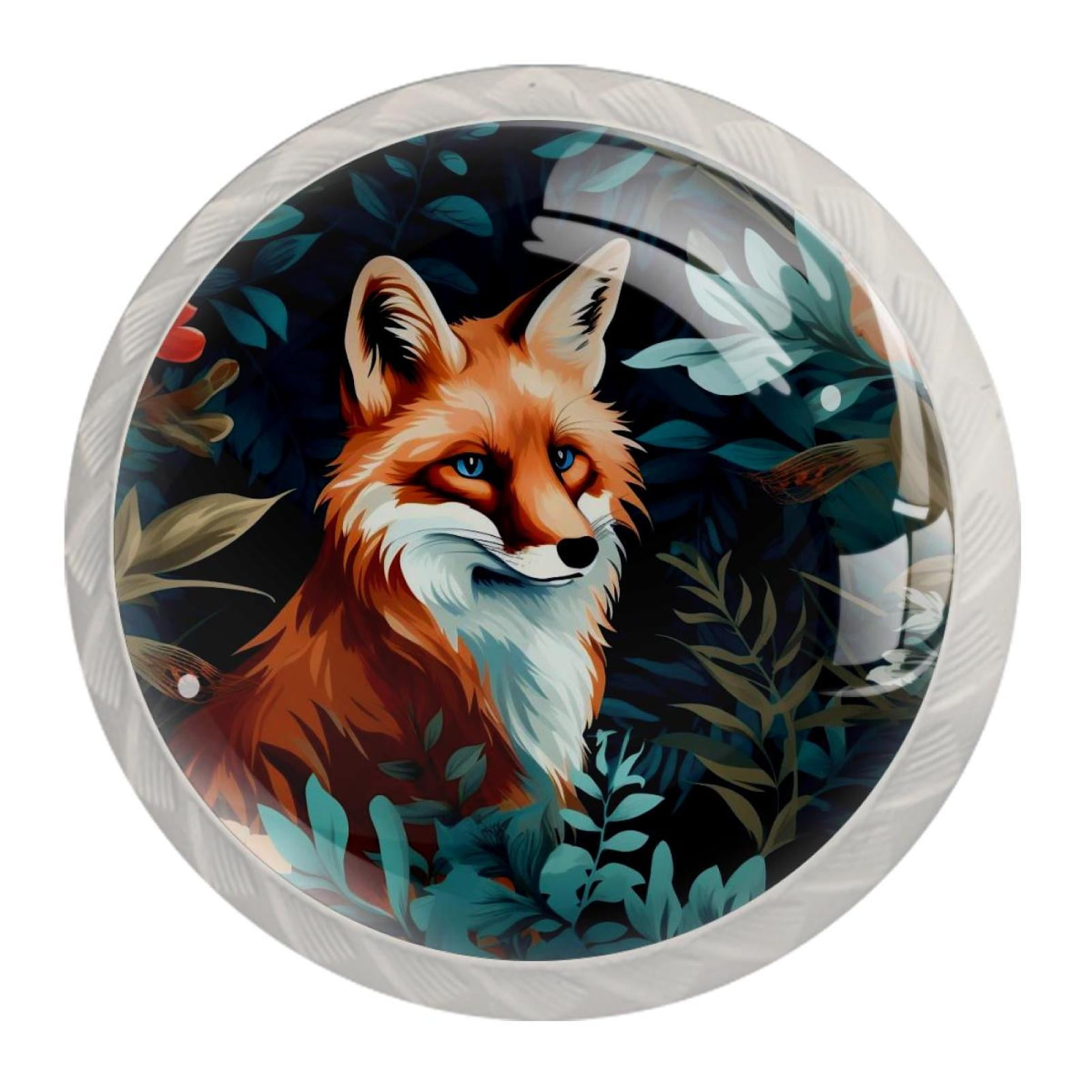 4 Pcs Fox Knobs for Kitchen Cabinet Cupboard Dresser Bookcase Drawer Pulls Handles Round Home ...