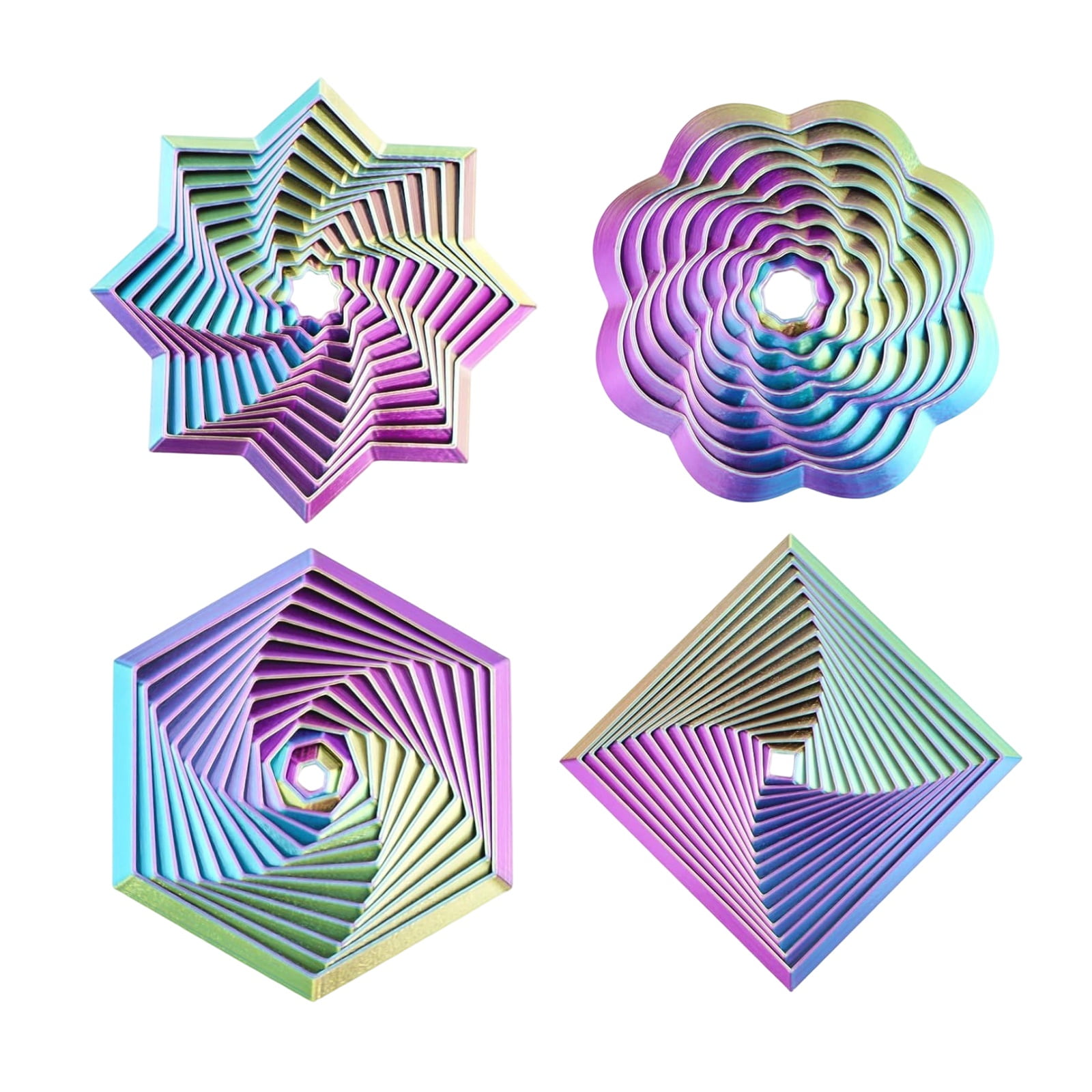 4 Pcs Fractal Fidget Hexagon 3.15 Inch 3D Printed Anti Stress Sensory ...