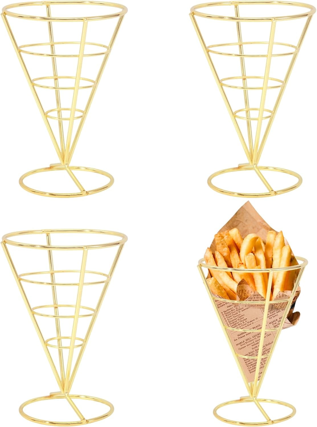 4 Pcs French Fries Stand Cone Basket Fry Holder Iron Cone Holders ...