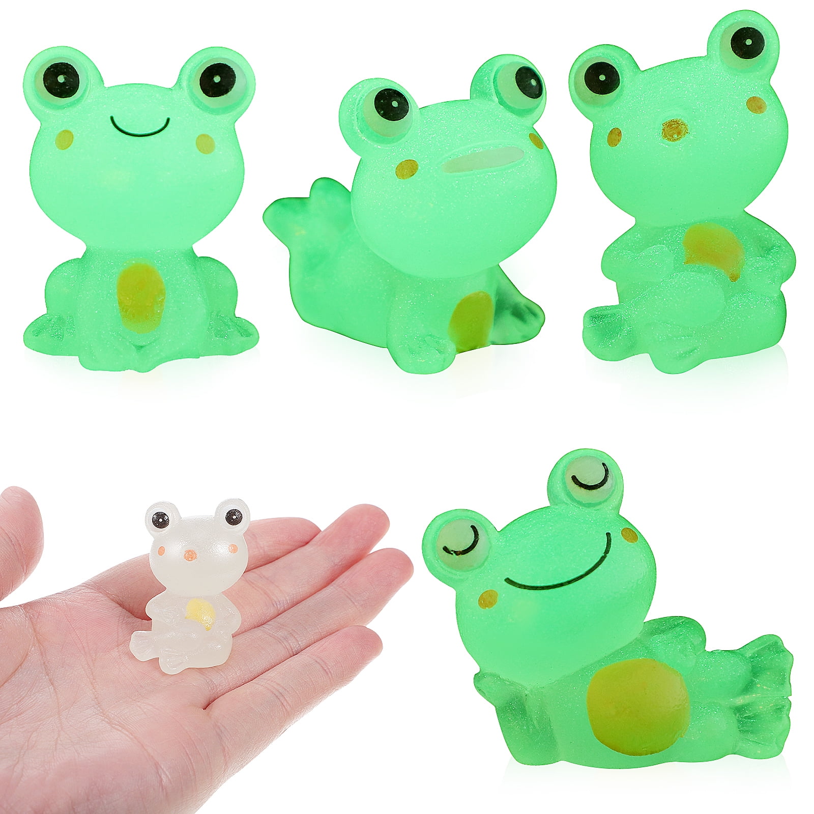 HEMOTON 4 Pcs Mini Frog Decors Garden Frog Figurines Tiny Luminous ...