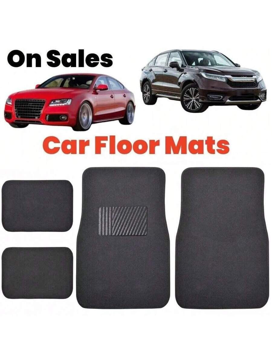 4 Pcs Front & Rear Charcoal Auto Floor Mats For Car - Classic Carpet W ...