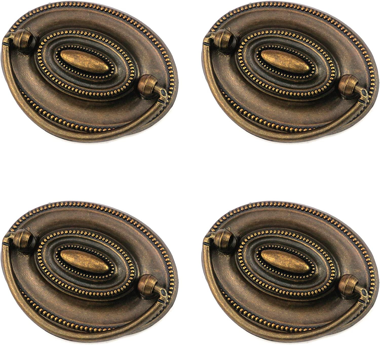 4 Pcs Furniture Dresser Pull, Antique Brass Bail Drawer Pull, Oval Drop Swing Handles, Cabinet ...