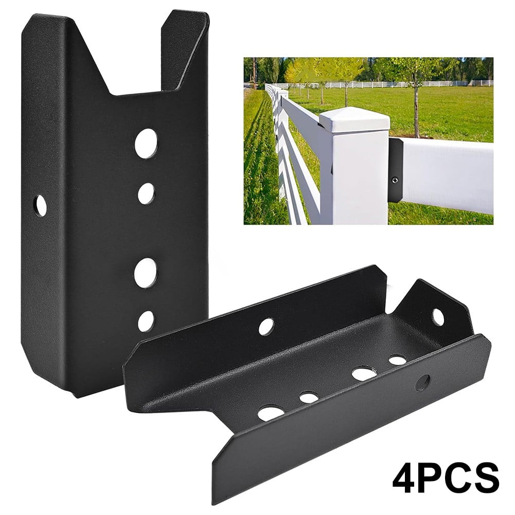 4 Pcs Galvanized Steel Fence Brackets for Wood 2x4 Black Carbon Steel ...