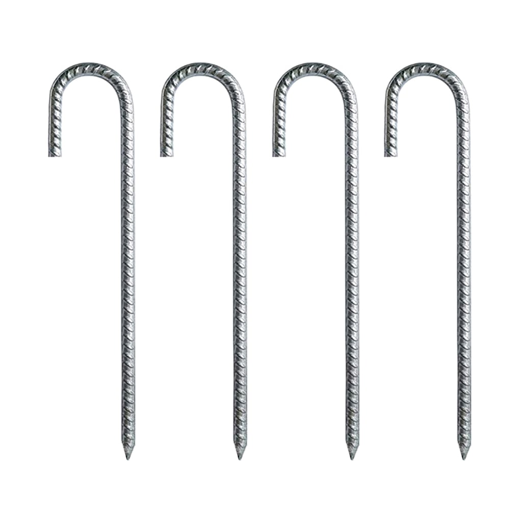 4 Pcs Galvanized Steel J Hooks Nails Heavy Duty Tent Stakes Ground ...