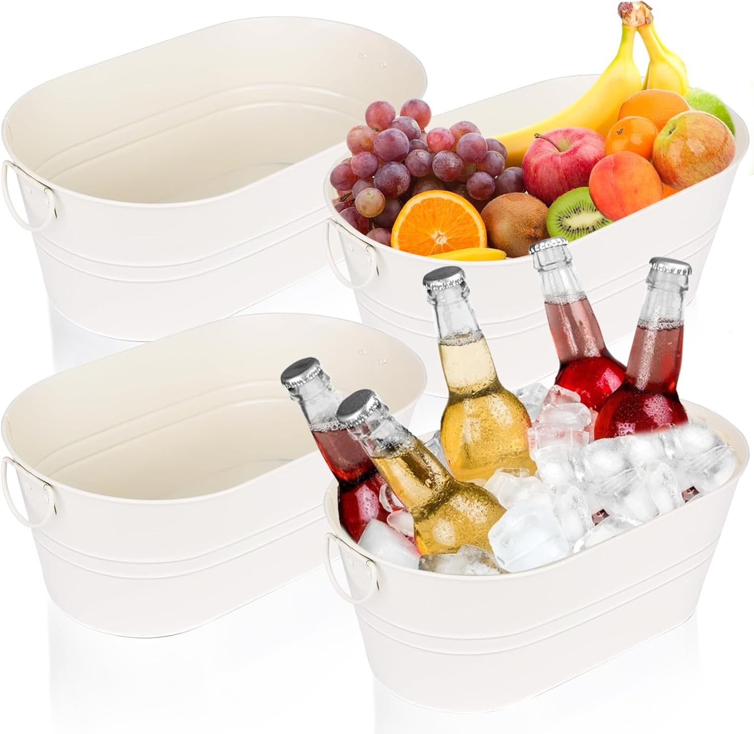 4 Pcs Galvanized Tub Ice Buckets 3 Gallon Metal Champagne Drink Bucket ...