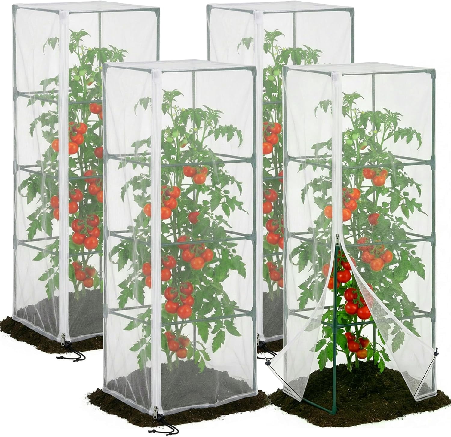 4 Pcs Garden Bird Netting for Square Plant Cage, 59" x 18" x 18" Tomato ...
