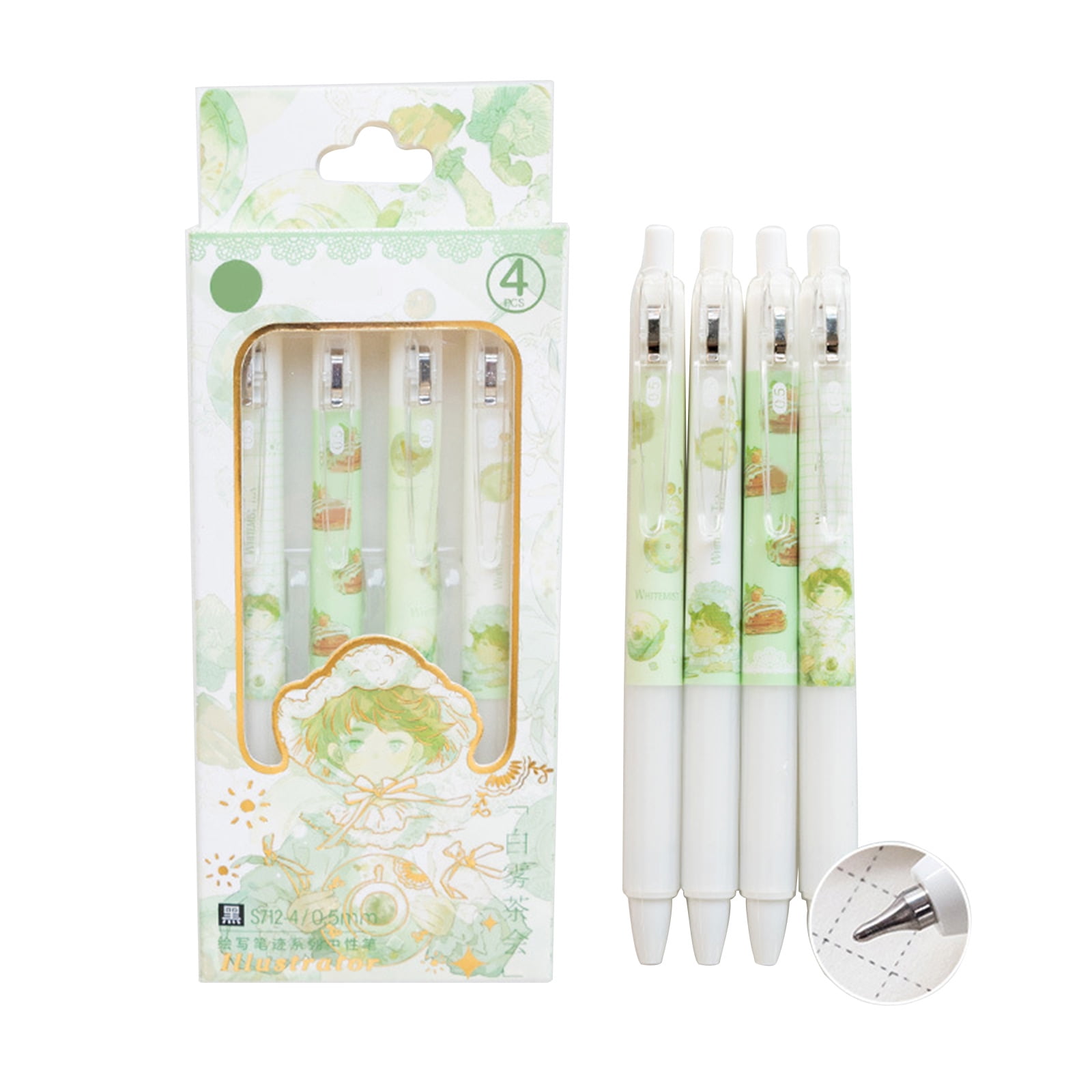 4 Pcs Gel Pens Set Large Ink Volume Retractable Writing Pen Bullet ...