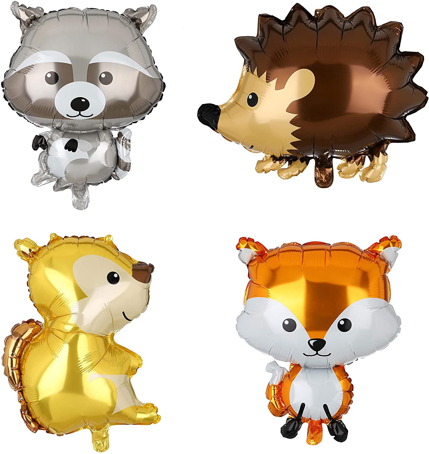 4 Pcs Giant Animal Mylar Balloons ( Squirrel, Fox, Hedgehog,Raccoon ...