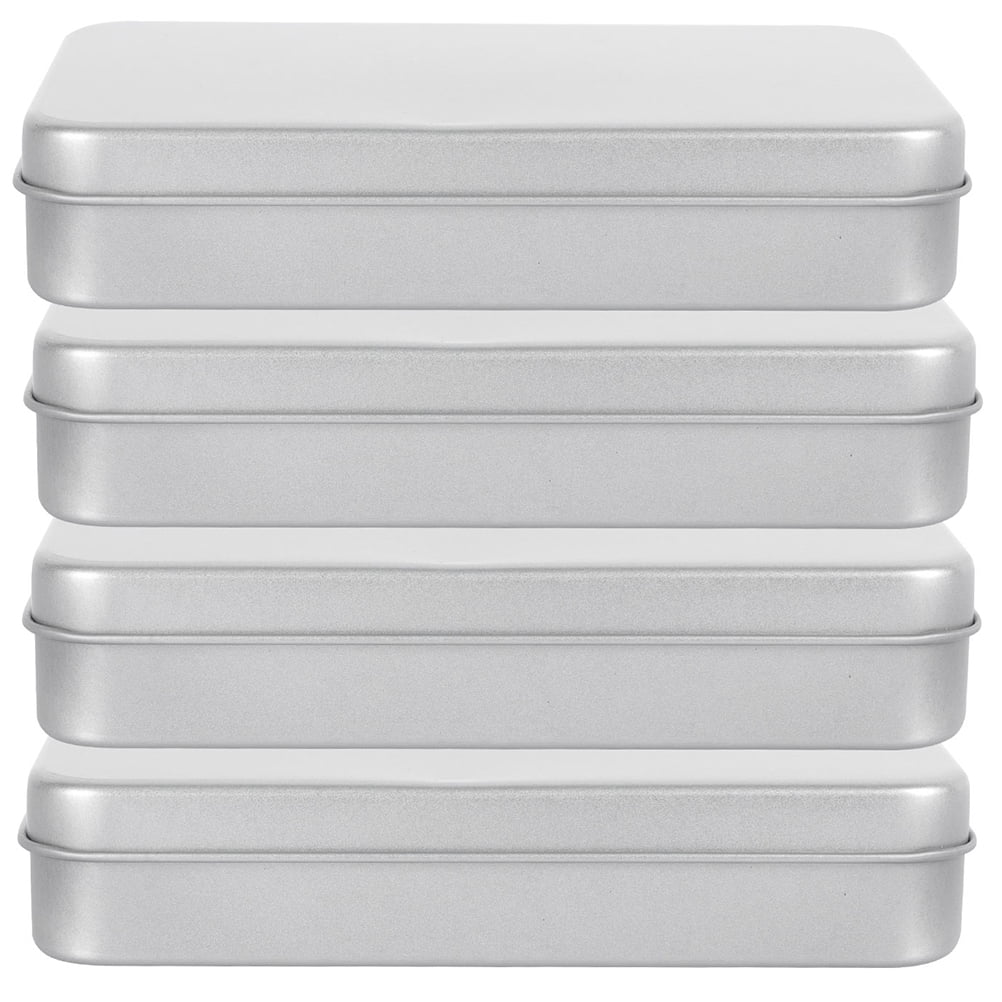 4Pcs Rectangular Empty Tin Box Mini Portable Small Storage Holders ...
