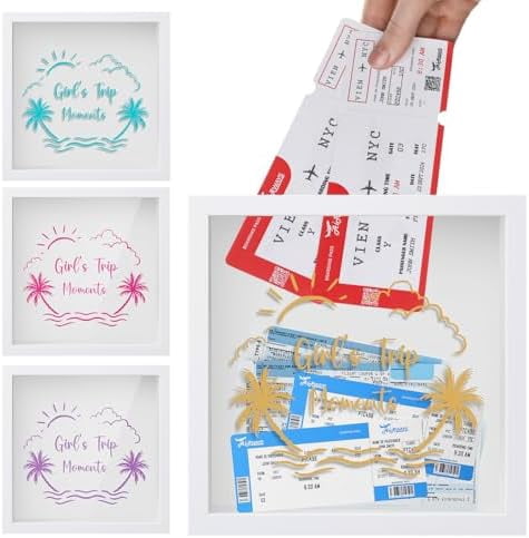 4 Pcs Girls Trip Travel Shadow Box, 8 x 8 Inch Adventure Archive Box ...