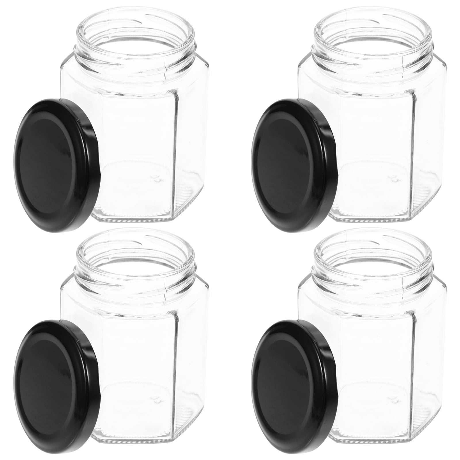 4 Pcs Glass Honey Bottle Honey Pot Glass Jar with Lid Syrup Dispenser Small Honey Container ...