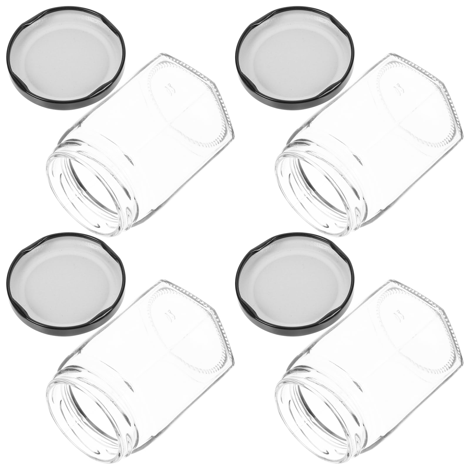 4 Pcs Glass Jar with Lid Empty Food Storage Container Honey Bottle ...
