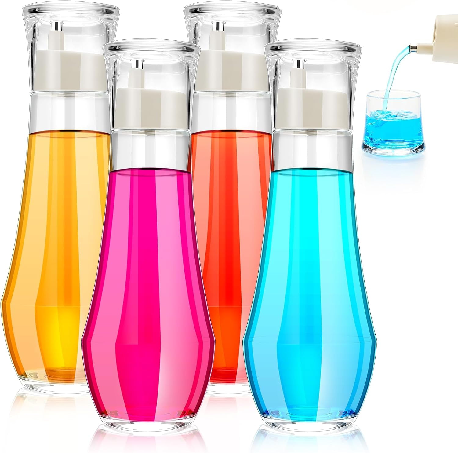 4 Pcs Glass Mouthwash Dispenser with Cup Lid, Refillable 8.8 oz ...