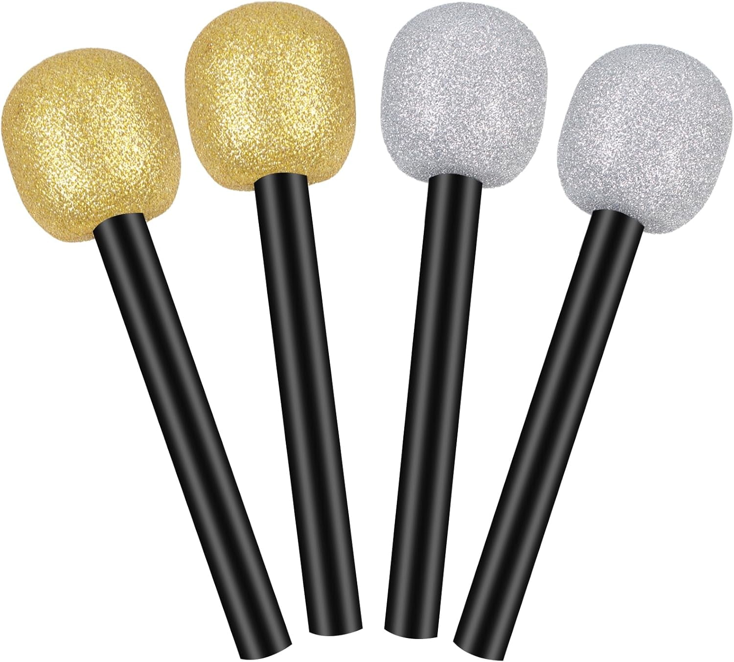 4 Pcs Glittered Microphone Props, Halloween Fake Plastic Bling Mic ...