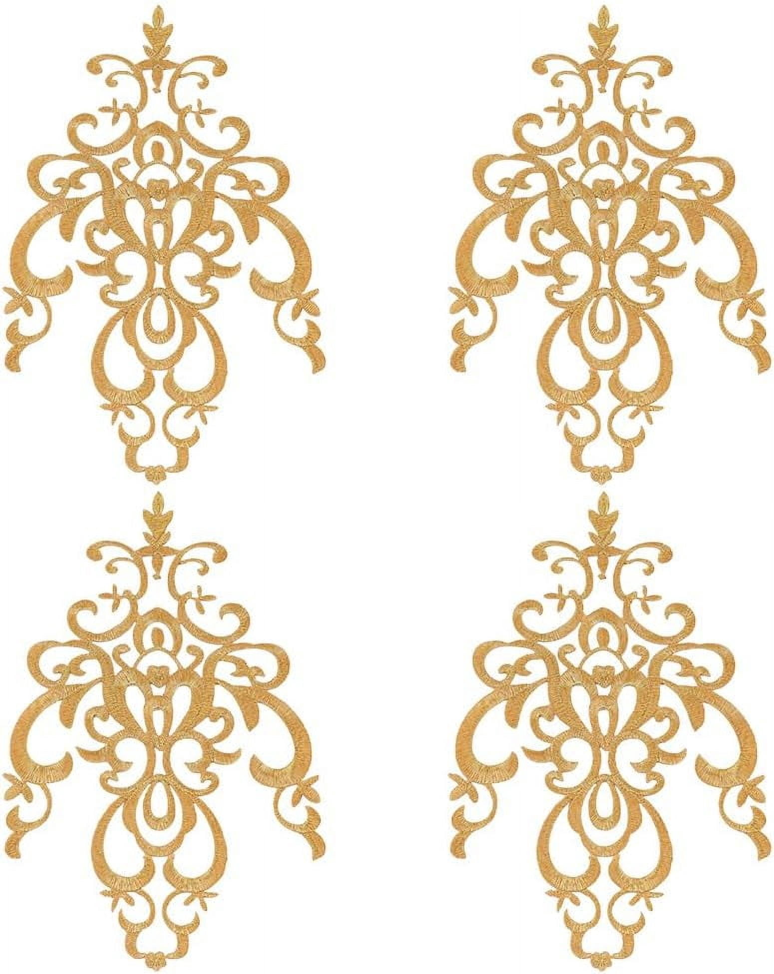 4 Pcs Gold Flower Embroidery Patch Gold Floral Embroidery Patches Iron ...