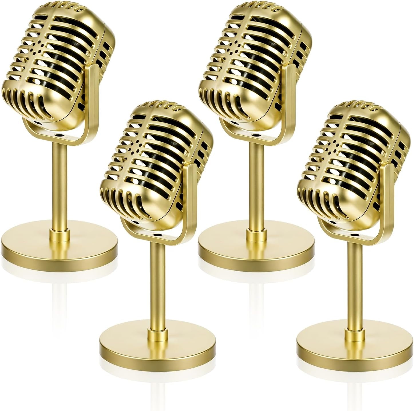 4 Pcs Gold Microphone Props Retro Vintage Plastic Fake Microphones ...