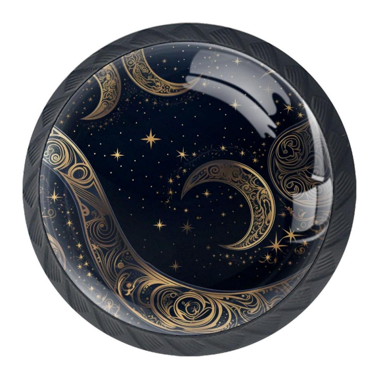 4 Pcs Golden Moon Knobs for Kitchen Cabinet Cupboard Dresser Bookcase ...