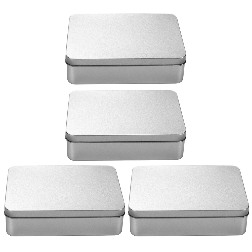 4 Pcs Gooseneck Rectangular Storage Tin Box Party Round Mouth Child ...