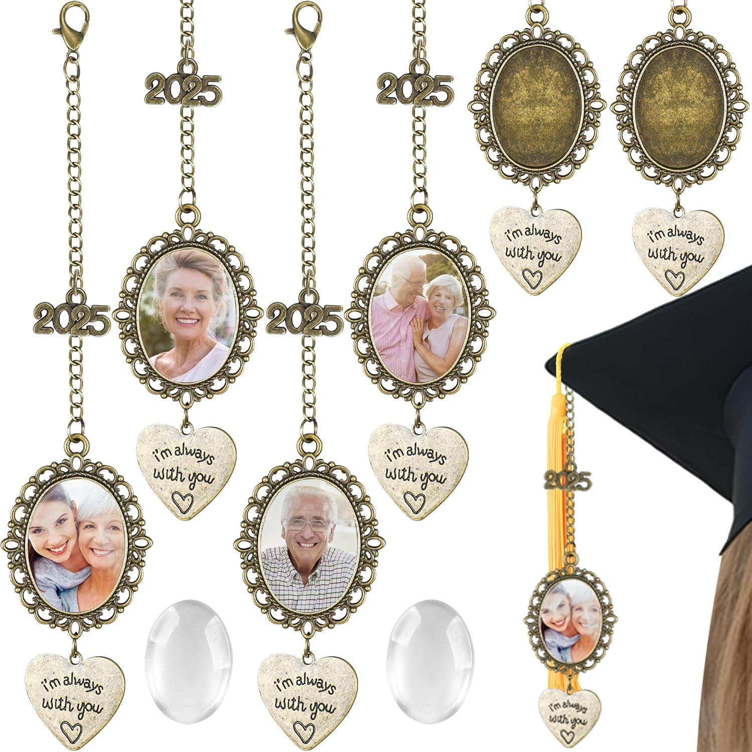 4 Pcs Graduation Cap Tassel Photo Charm Personalized Graduation Caps ...