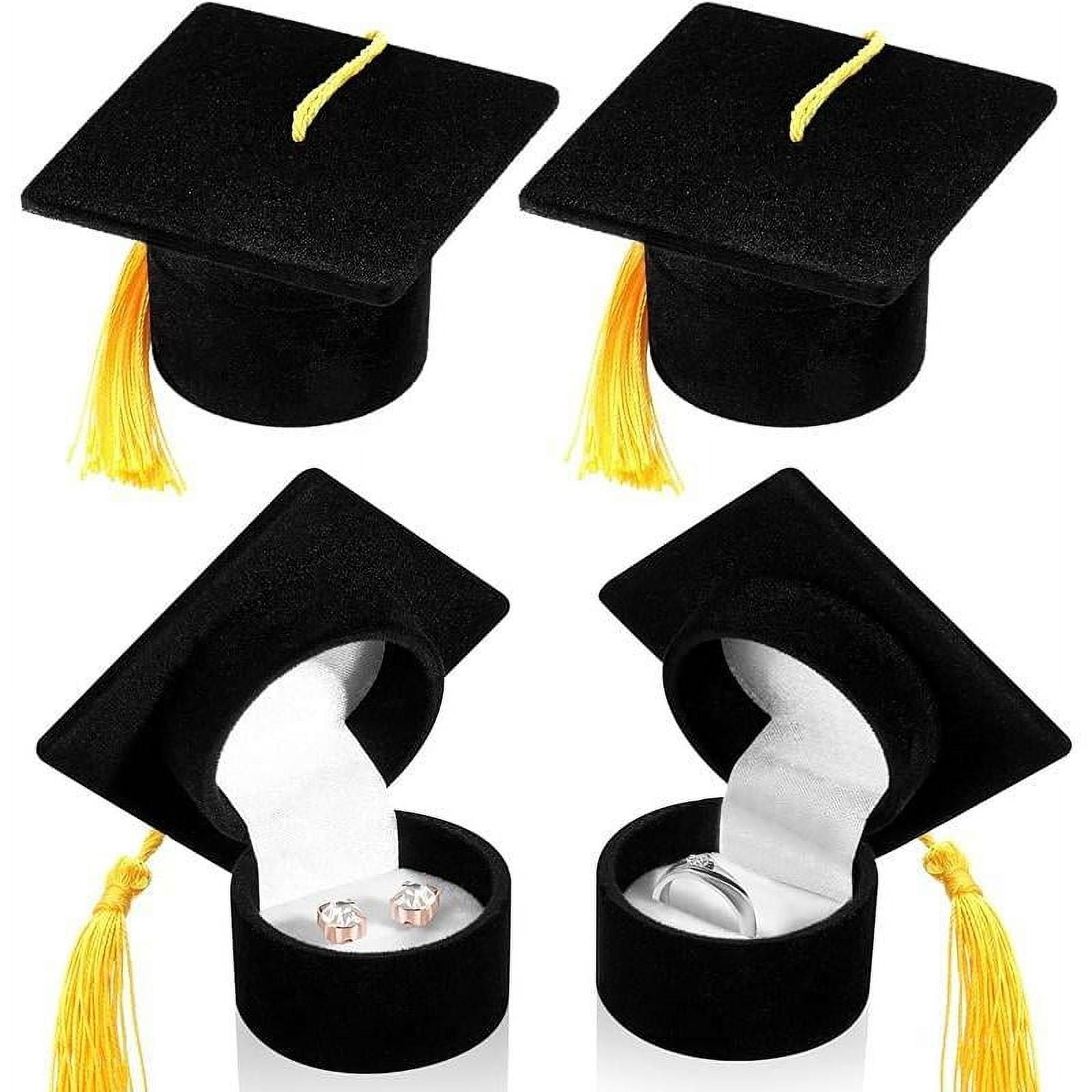 4 Pcs Graduation Hat Shaped Ring Box 2025 Graduation Gift Box Jewelry Case for Celebration ...