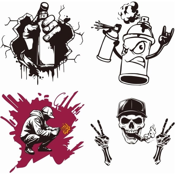 4 Pcs Graffiti Spray Paint Theme Iron on Decals Patches Graffiti Art ...