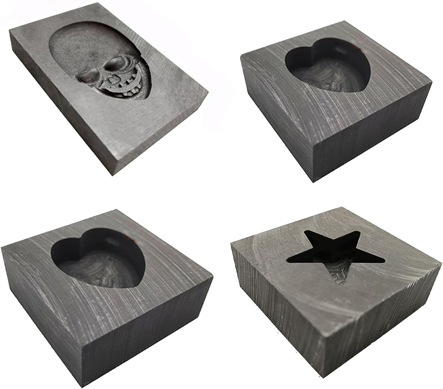 4 Pcs Graphite Casting Ingot Mold, Heart+Star+Skull+Cross Shape ...