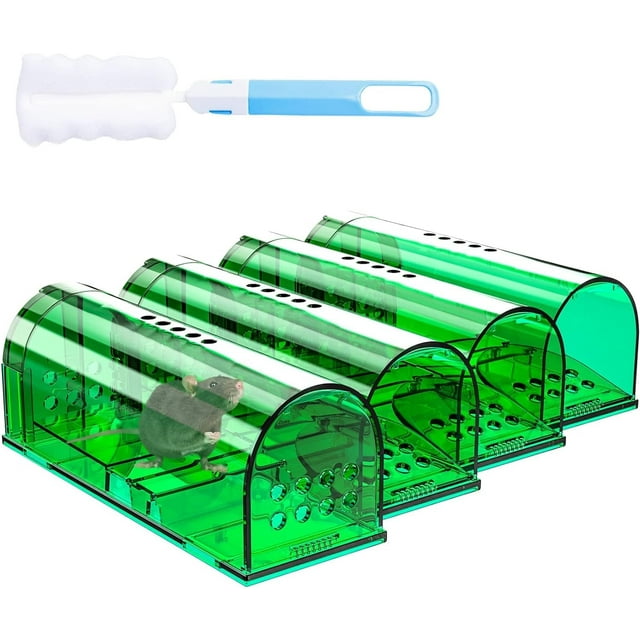 4 Pcs Green Humane Mouse Traps No Kill, Reusable Mice Trap Catch for ...