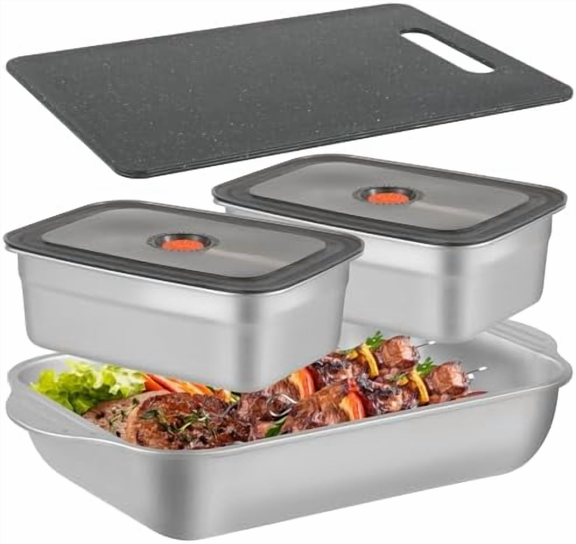 4 Pcs Grill Prep Trays Set Stainless Steel Grilling Prep And Serve ...