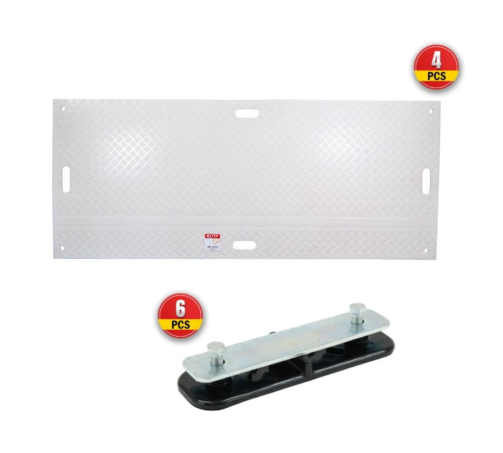 4 Pcs Ground Protection Mats - White, 4' x 8', Heavy Equipment Mats w ...