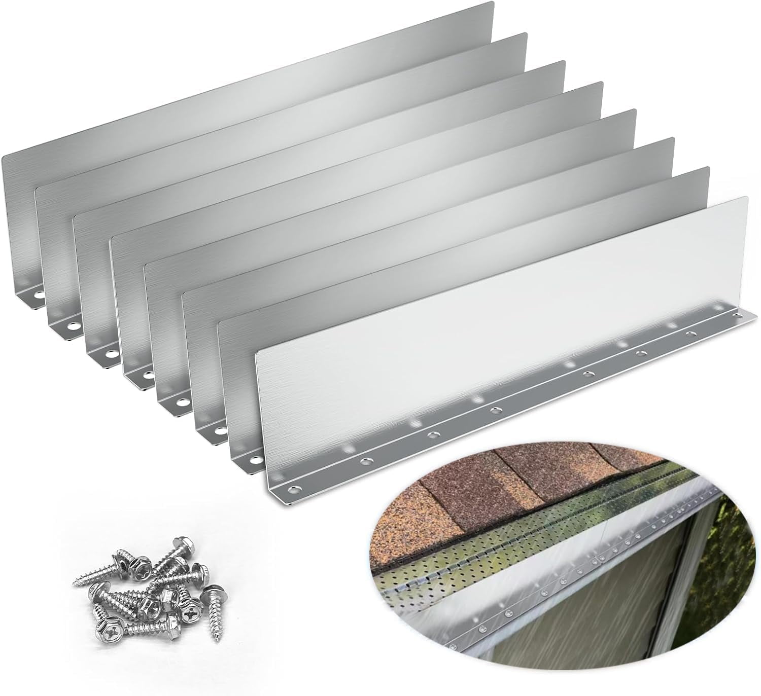 4 Pcs Gutter Valley Splash Guard,Straight Rain Diverter Roofing Gutter ...