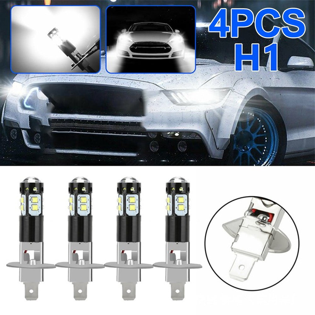 4 Pcs H1 Led Headlight 200W Super Bright Fog Driven Drl Bulb Kit 6500K ...