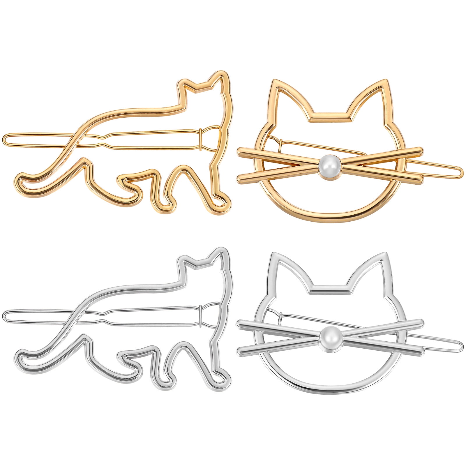 Raindrops 4 Pcs Cat Hair Clips Metal Barrettes for Women and Girls ...