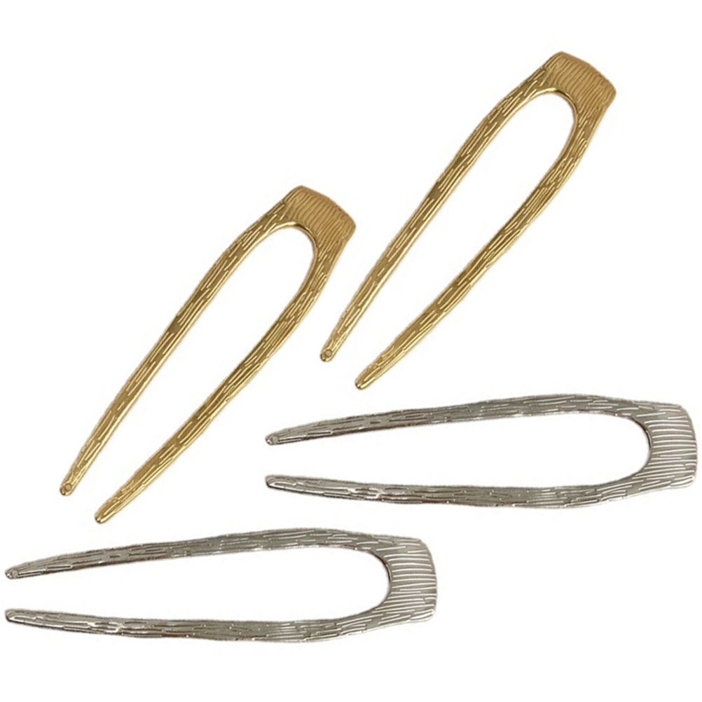 4 Pcs Hair Plug French Pins for Buns Sticks Long Barrettes Pattern ...