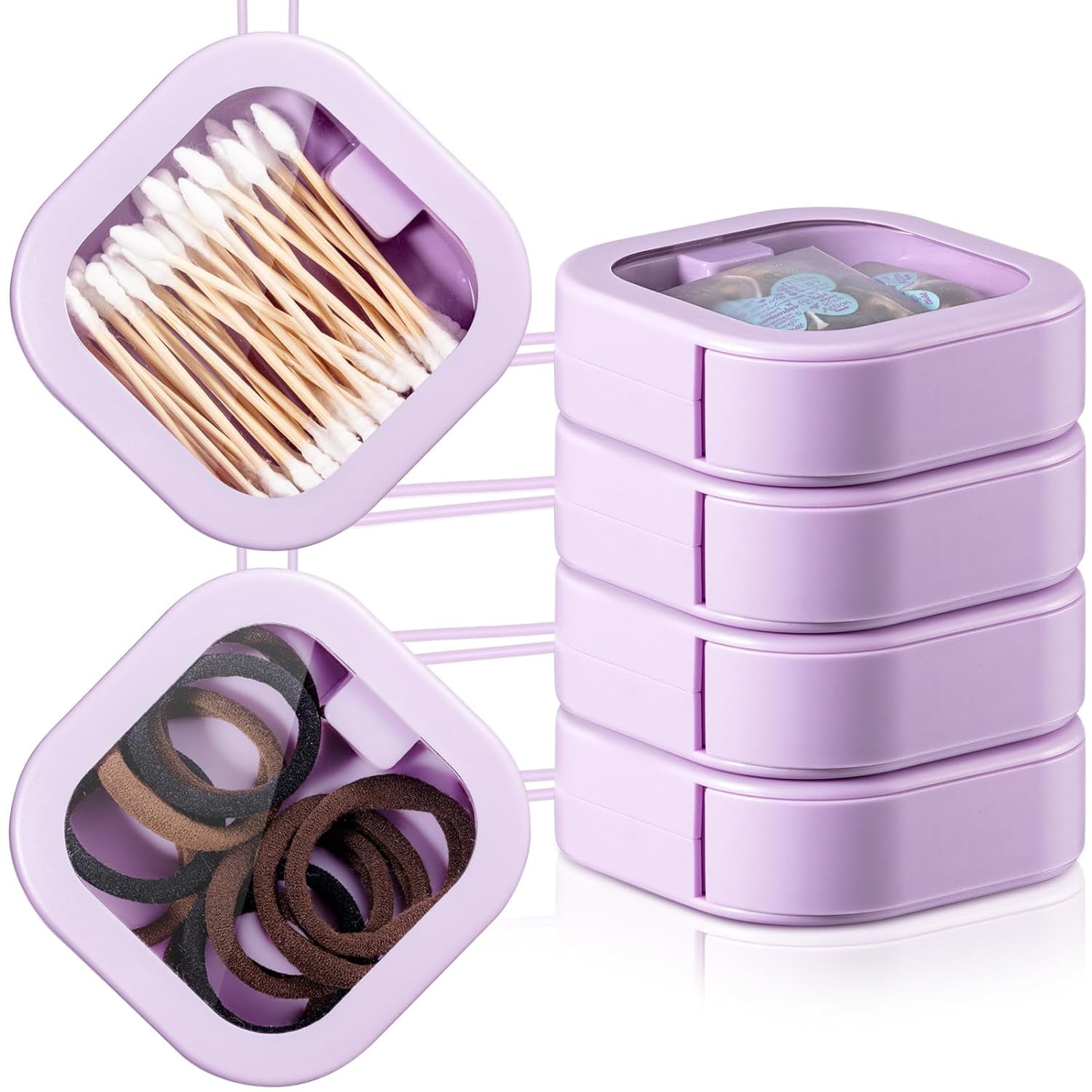 4 Pcs Hair Tie Organizer Portable Hair Accessory Storage Containers ...