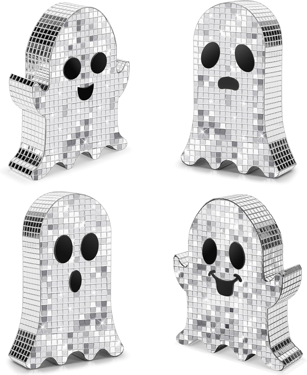 4 Pcs Halloween Disco Ghost Decor,6 Inch Ghost Disco Table Decorations ...