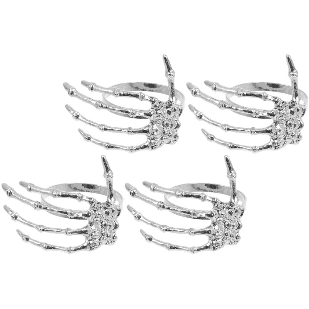4 Pcs Halloween Ghost Hand Napkin Buckle Palm Ring (silver) 4pcs Rings ...
