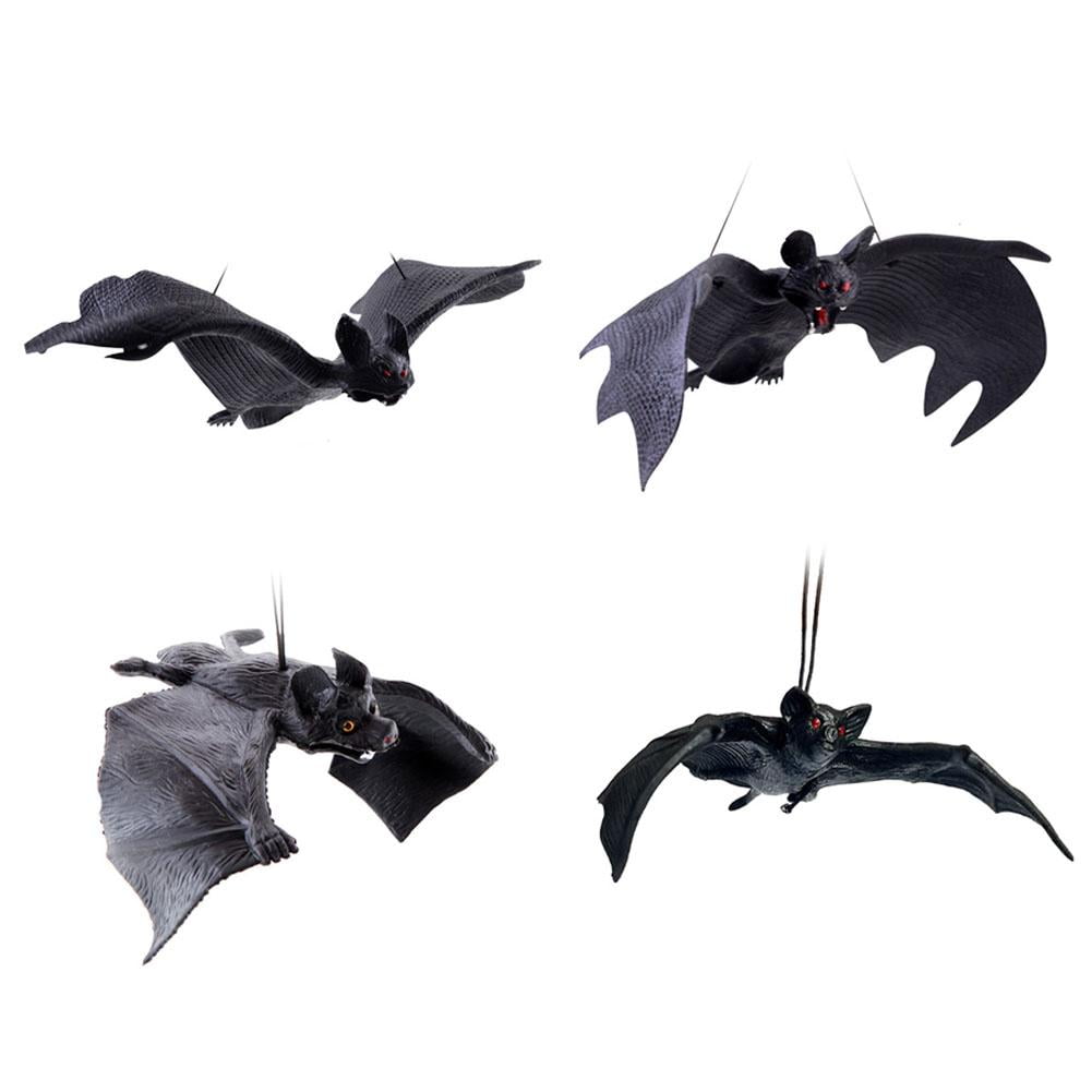 4 Pcs Halloween Realistic Hanging Bats, Spooky Fake Rubber Bats for ...