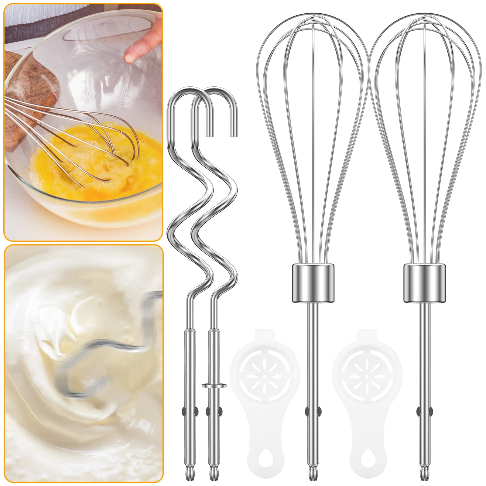 4 Pcs Hand Mixer Attachments Rustproof Stainless Steel Dough Hooks ...