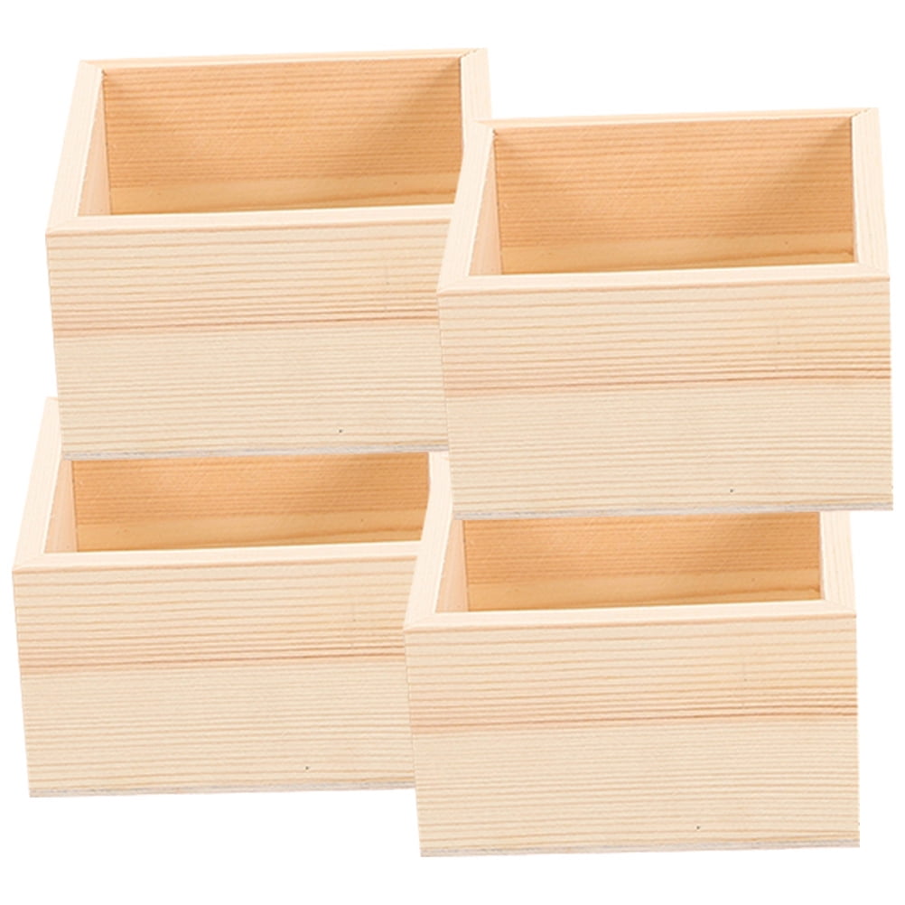 4 Pcs Handicraft Wooden Box Storage Boxes Small Wooden Crates Desktop ...