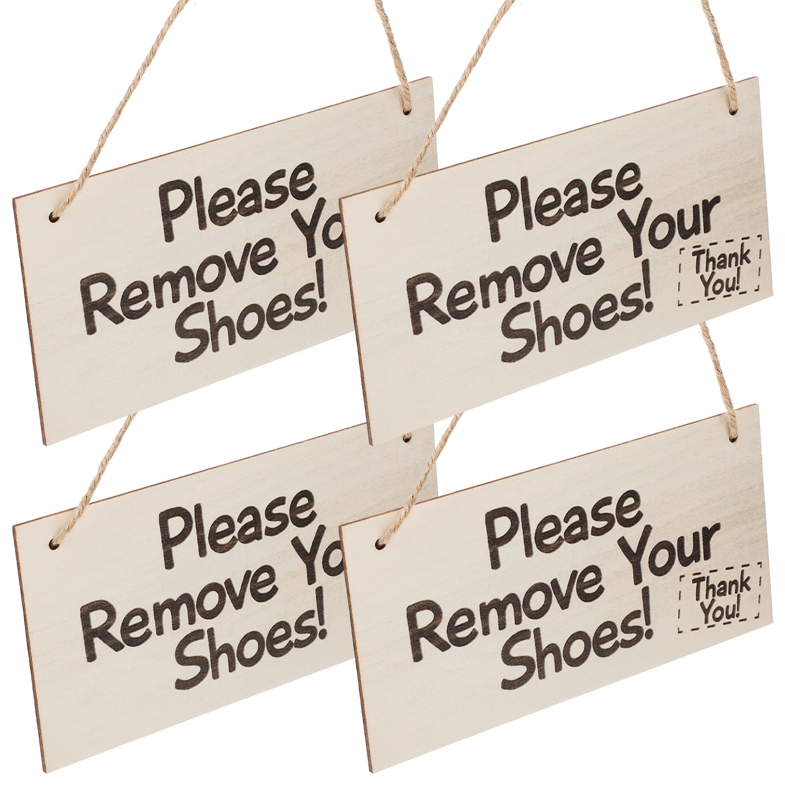 4 Pcs Hanging Sign Shoes off Wooden Remove Signs for Front Door Please ...