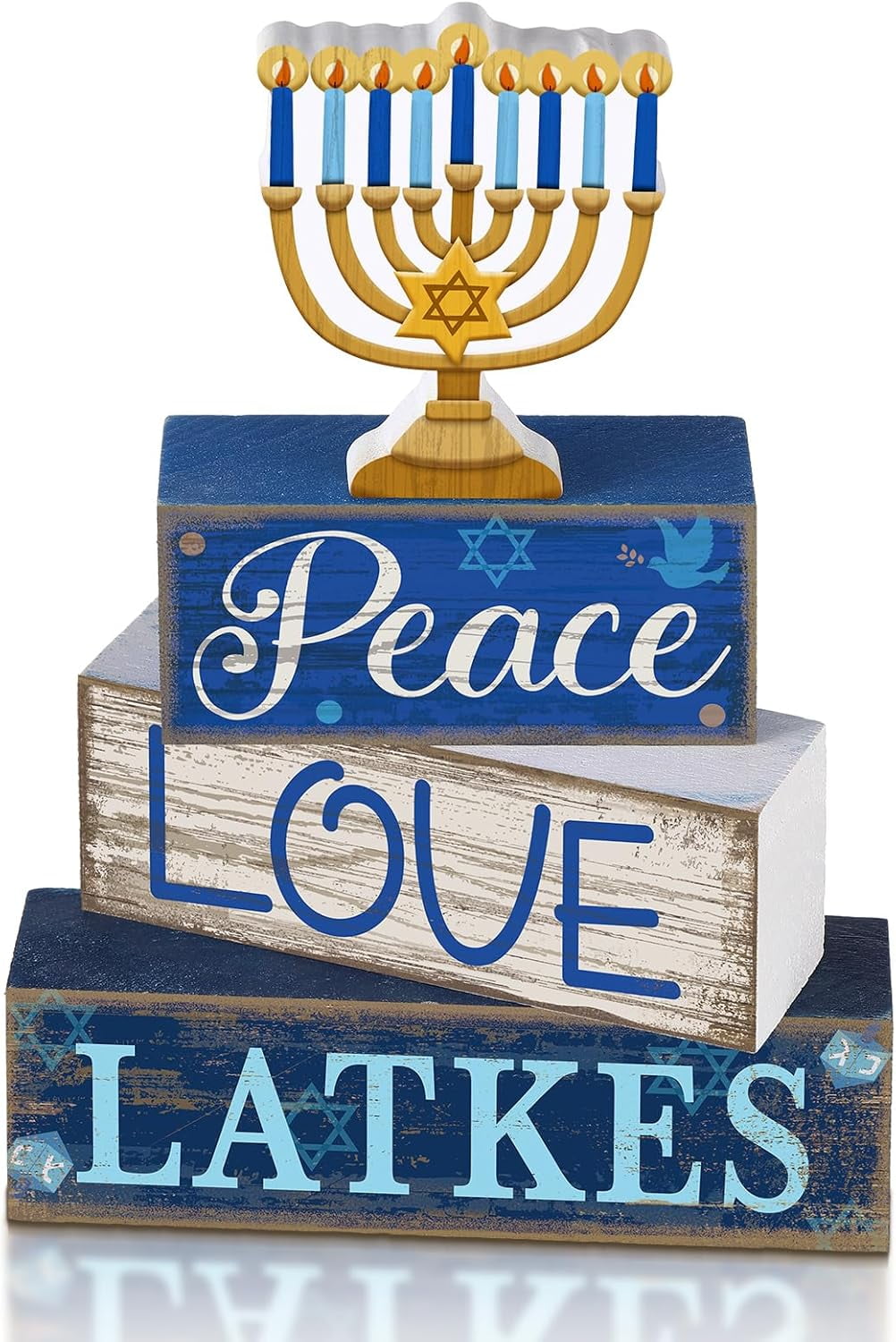 4 Pcs Hanukkah Decorations for Home Chanukah Table Decor Wooden Menorah ...