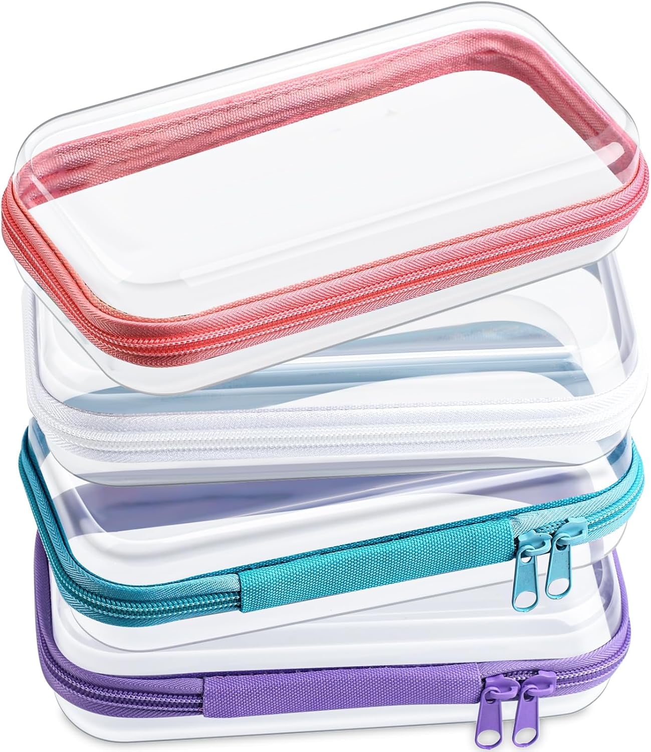 4 Pcs Hard Clear Zipper Case Transparent Cases for Snacks Makeup Bag ...