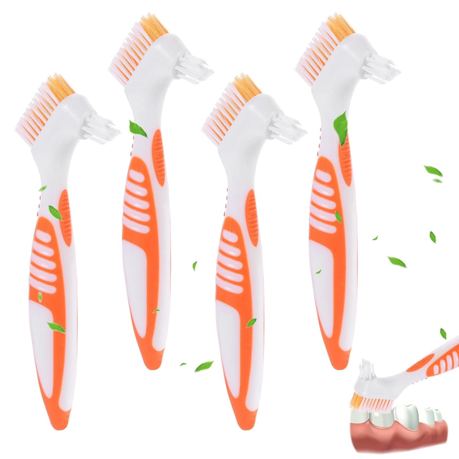 4 Pcs Hard Denture Brush Double Sided Toothbrush Multi- Layered ...