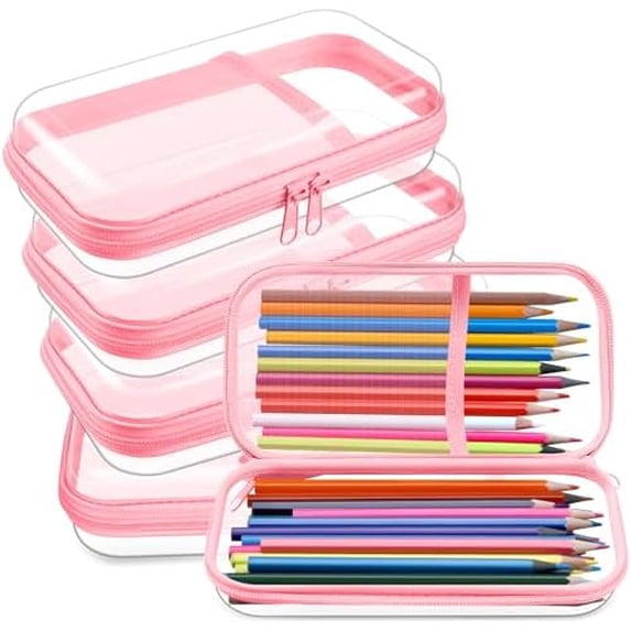 4 Pcs Hard Sided Zipper Clear Pencil Case Pouches Bulk Plastic Hard ...