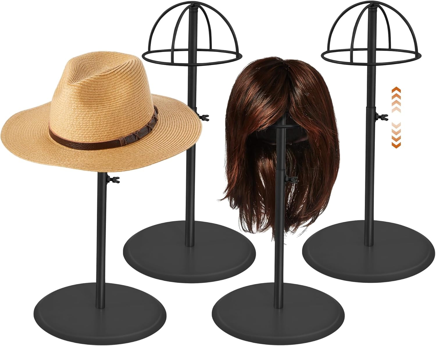 4 Pcs Hat Display Stand 12''-19'' Height Adjustable, Stable Stainless ...