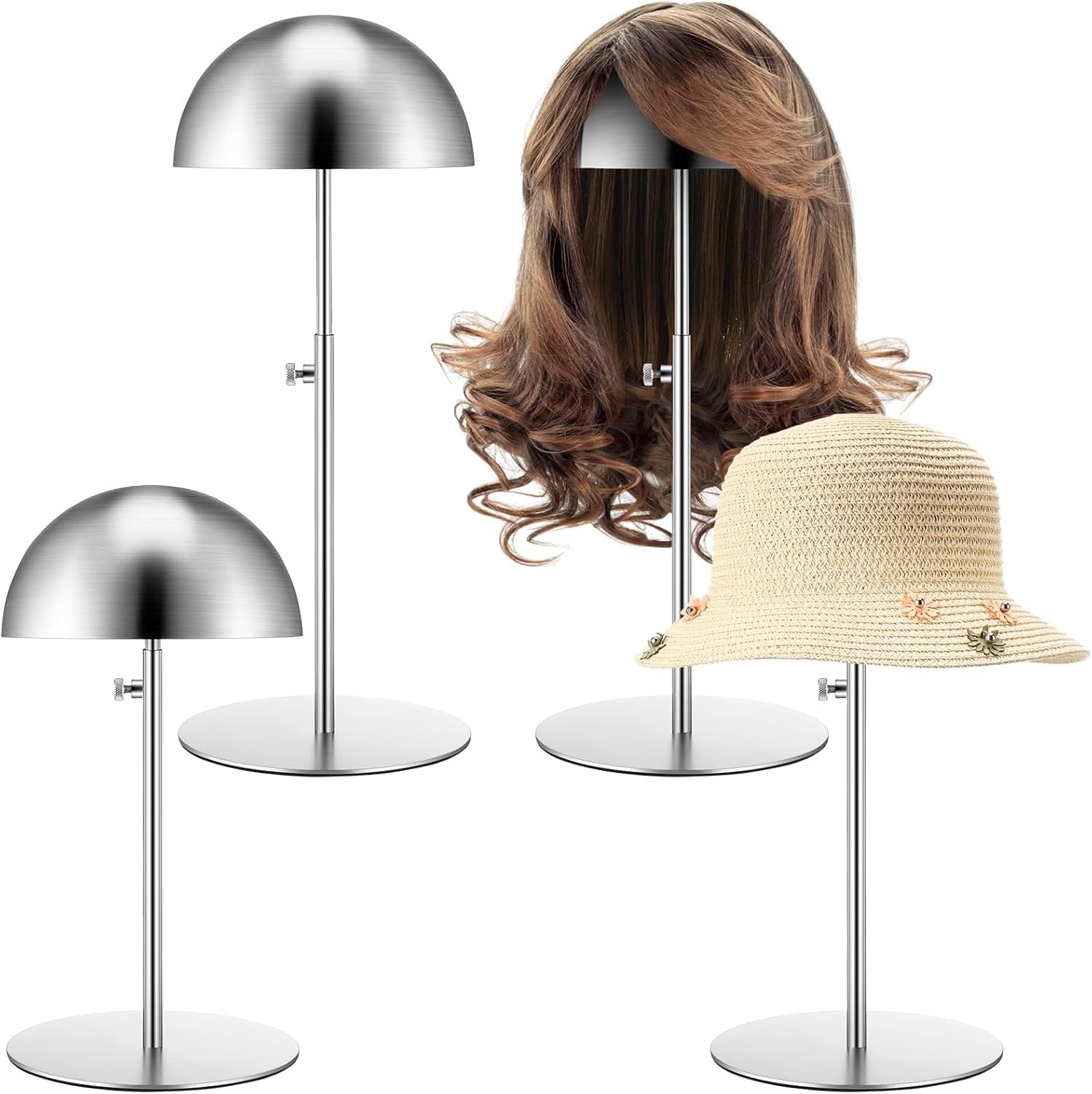 4 Pcs Hat Display Stand 7.9-15.7inch Adjustable Wigs Head Holder Stand ...