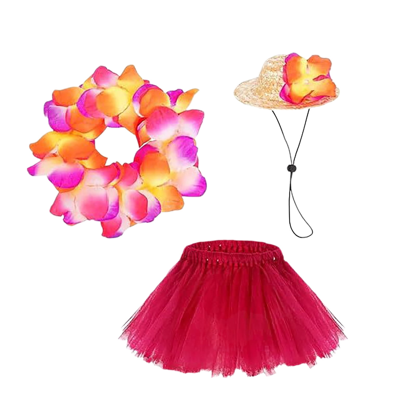 4 Pcs Hawaiian Grass Skirt Big White Goose Festival Set - Waterproof ...