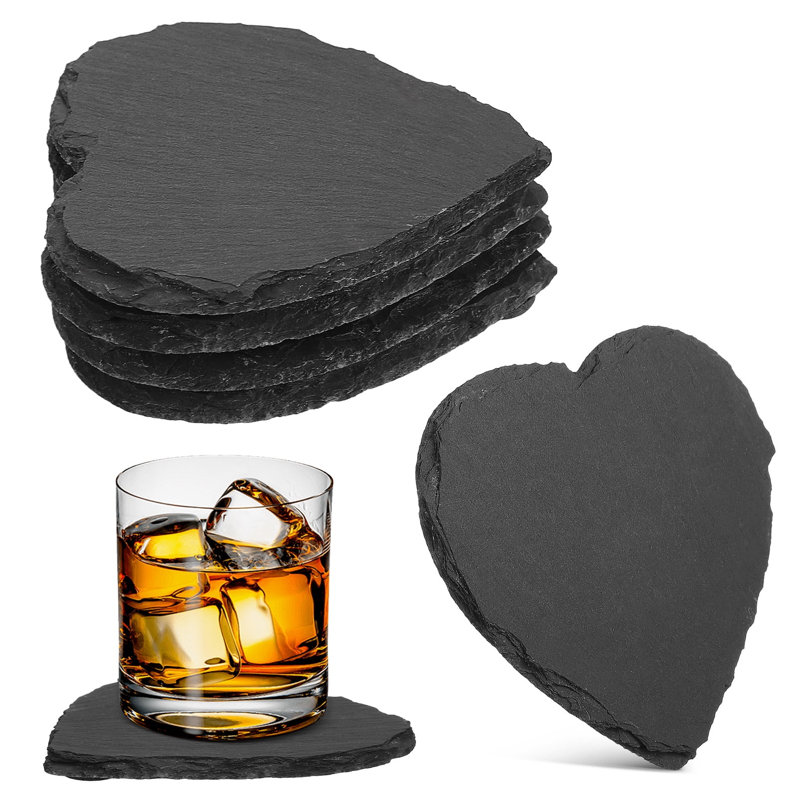 4 Pcs Heart Coaster Damp Cloth Coasters 10.00X10.00X0.40CM Black ...