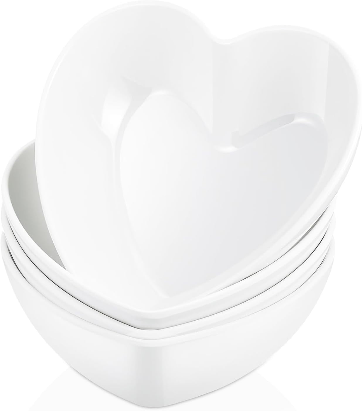 4 Pcs Heart Shaped Ceramic Bowls, 6 in Deep Heart Bowls Dessert Bowls ...